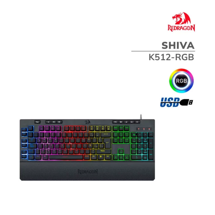 TECLADO REDRAGON SHIVA K512 | SEMI-MECANICO | RGB | NEGRO - Pamas
